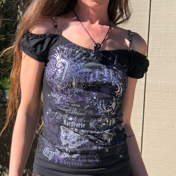 Vintage | Tops | Y2k Gothic Tee Top Very Rare Royal | Poshmark